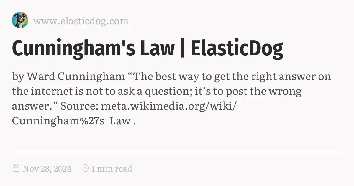Cunningham's Law | ElasticDog