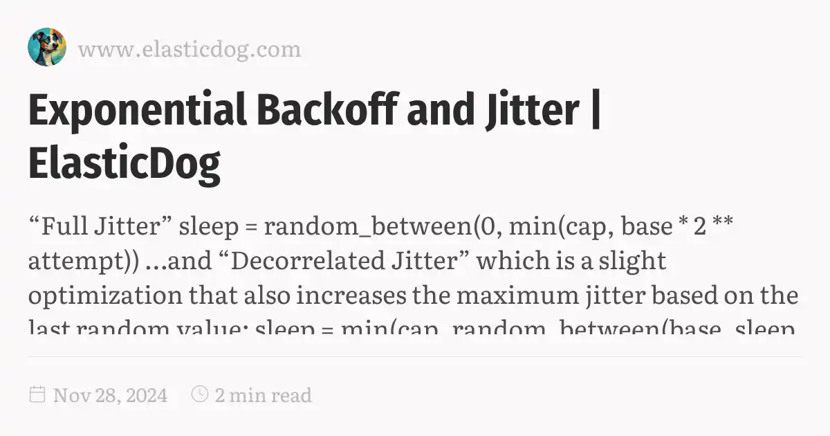 Exponential Backoff and Jitter | ElasticDog