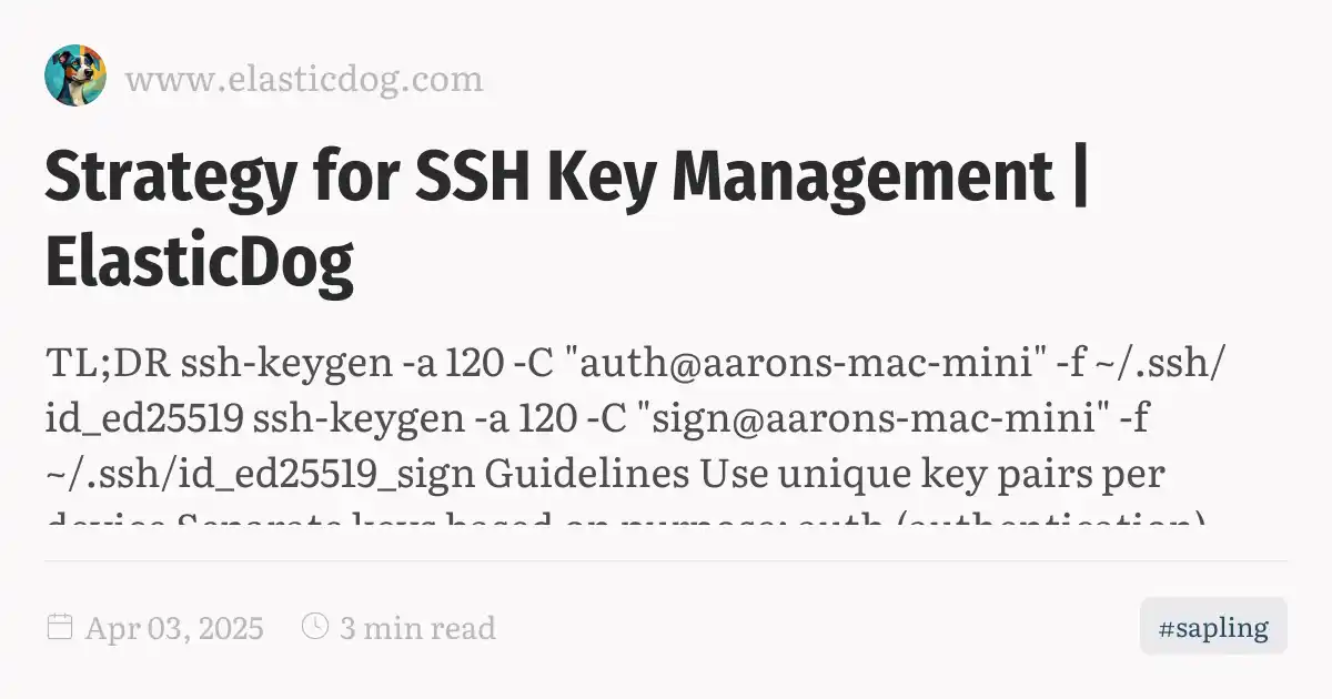 Strategy for SSH Key Management | ElasticDog
